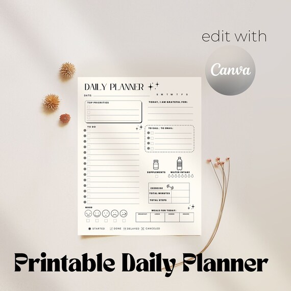 One Page Daily Printable Planner Sheet Printable Daily Retro - Etsy