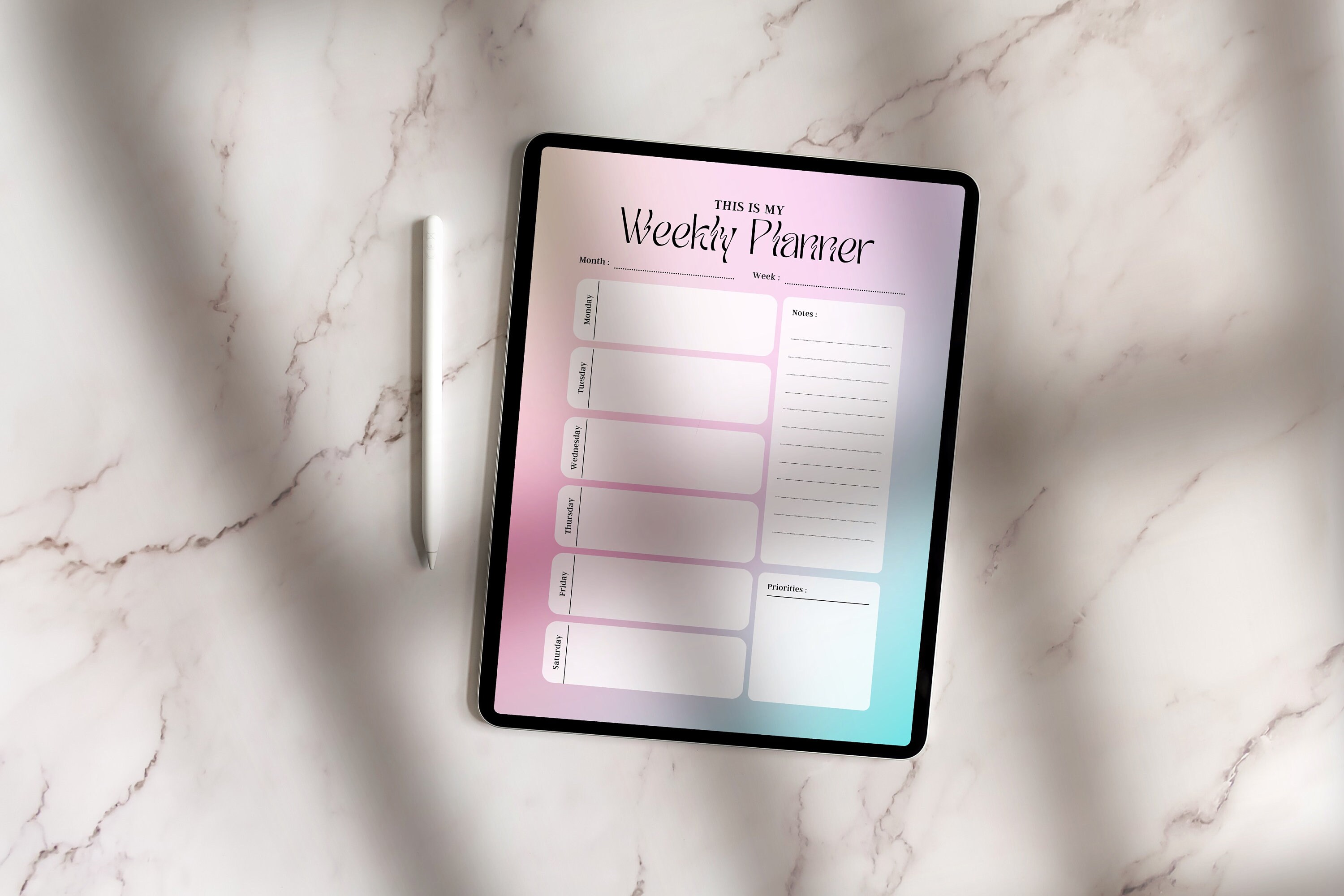 One Page Weekly Planner Sheet for Goodnotes Printable Daily - Etsy