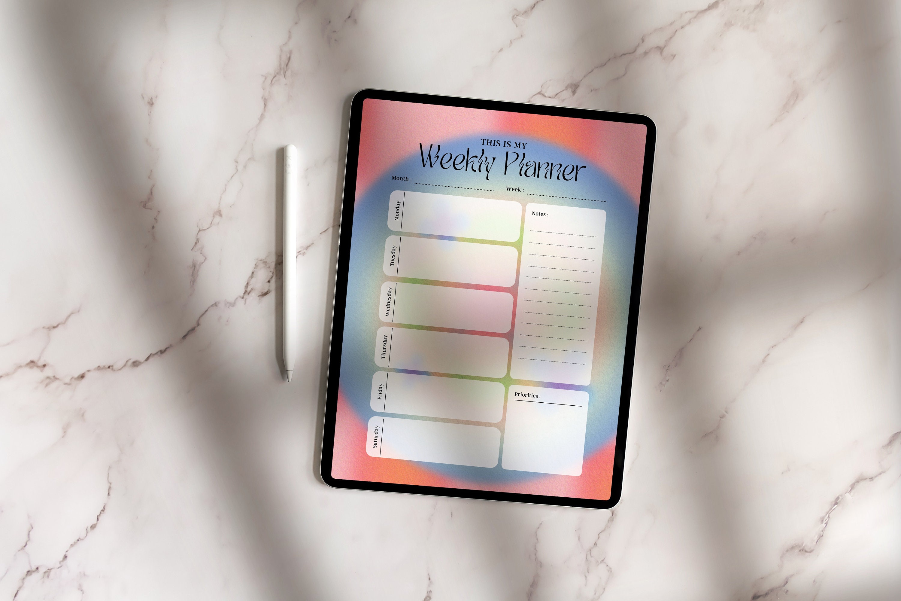 One Page Weekly Planner Sheet for Goodnotes, Printable Daily Planner ...