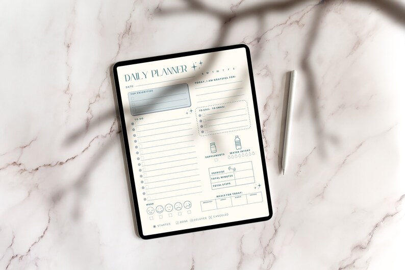 One Page Daily Planner Sheet for Goodnotes Printable Daily - Etsy