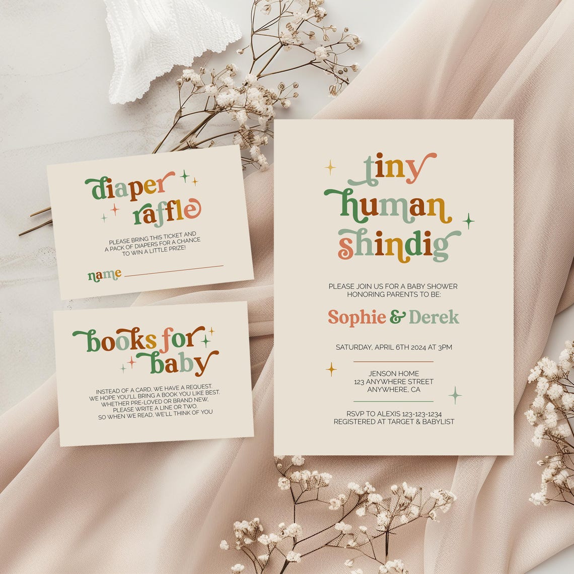 EDITABLE Tiny Human Shindig Baby Shower Invitation With Inserts Bundle ...