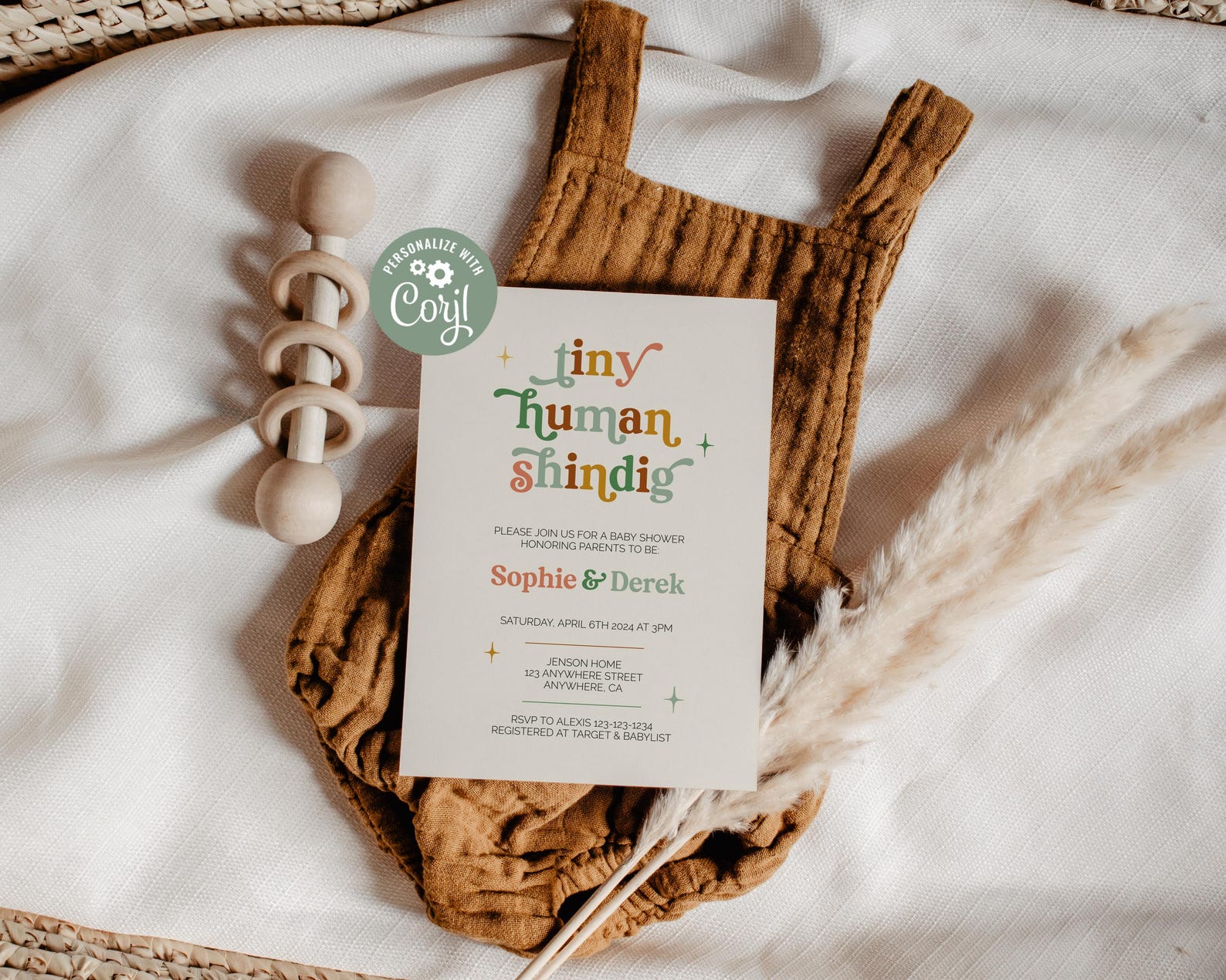 EDITABLE Tiny Human Shindig Baby Shower Invitation With Inserts Bundle ...