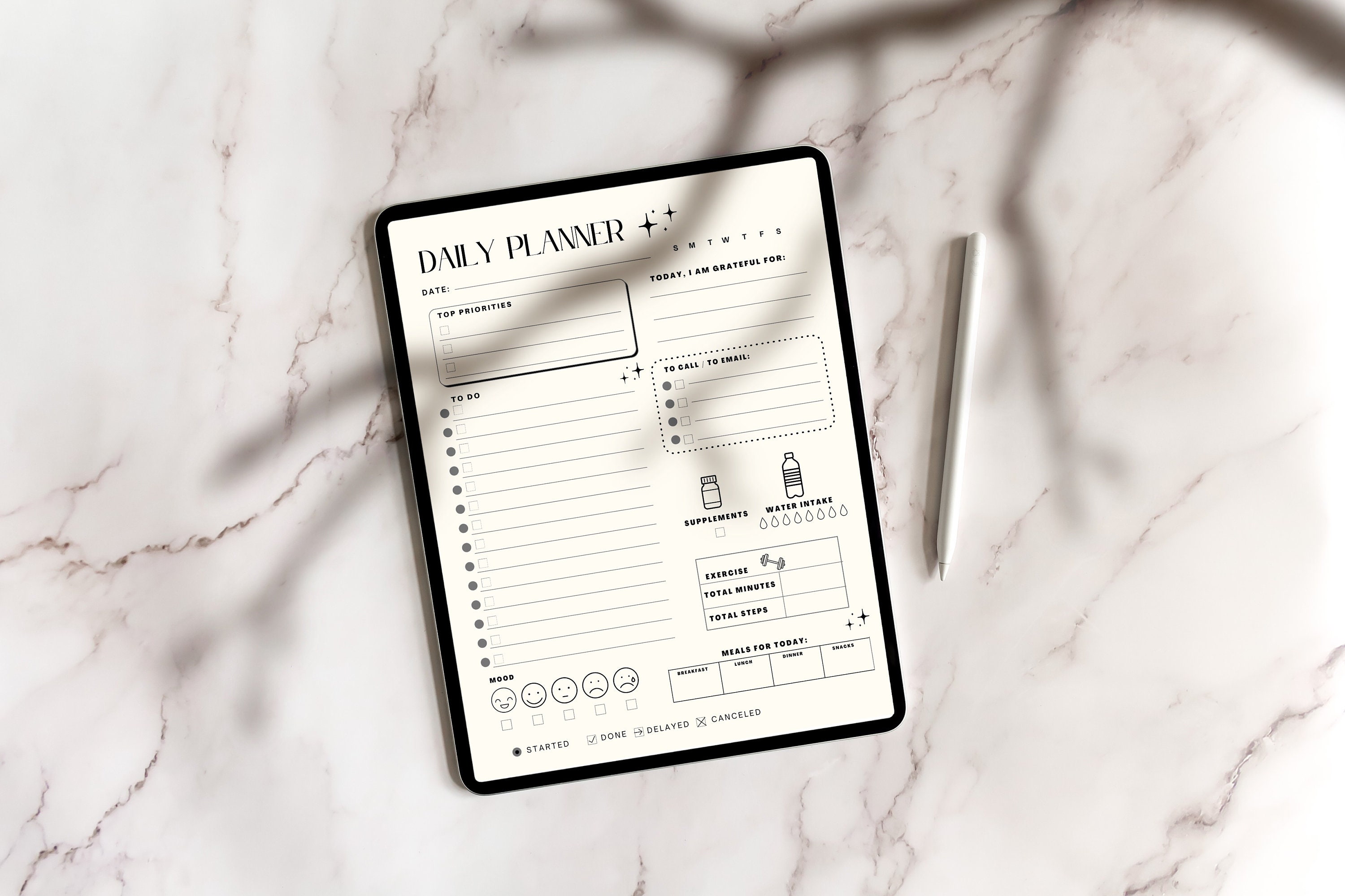 One Page Daily Planner Sheet for Goodnotes, Printable Daily Planner ...