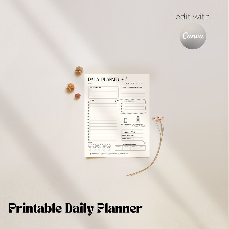 One Page Daily Printable Planner Sheet Printable Daily Retro - Etsy