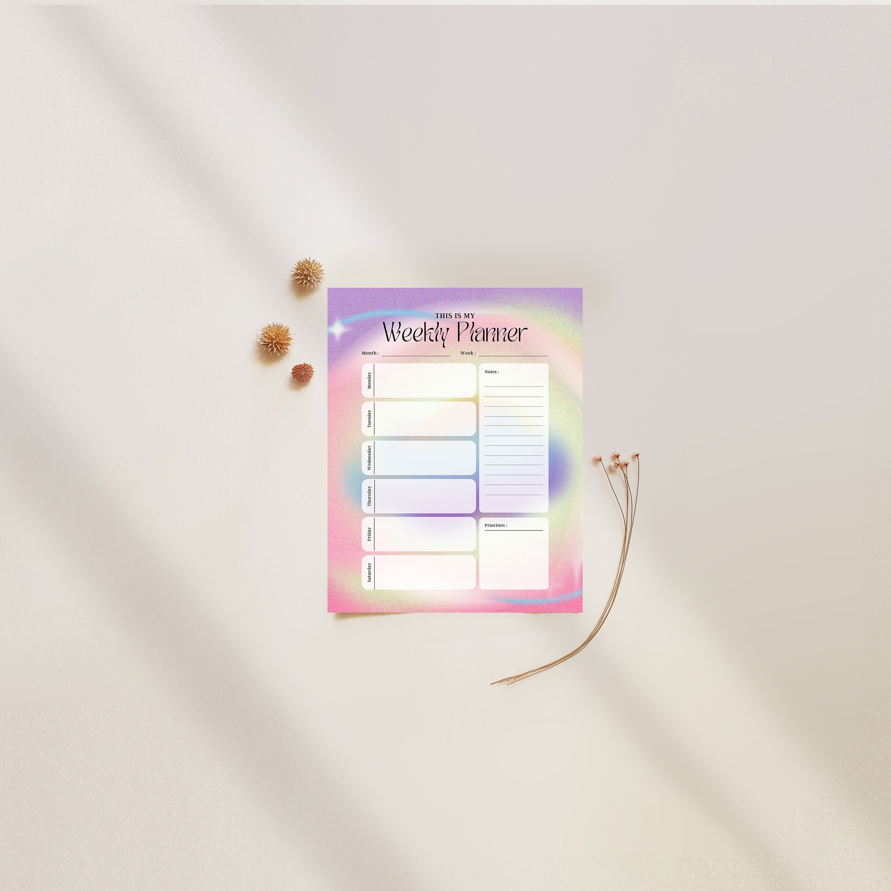 One Page Weekly Printable Planner Sheet Printable Daily Retro - Etsy