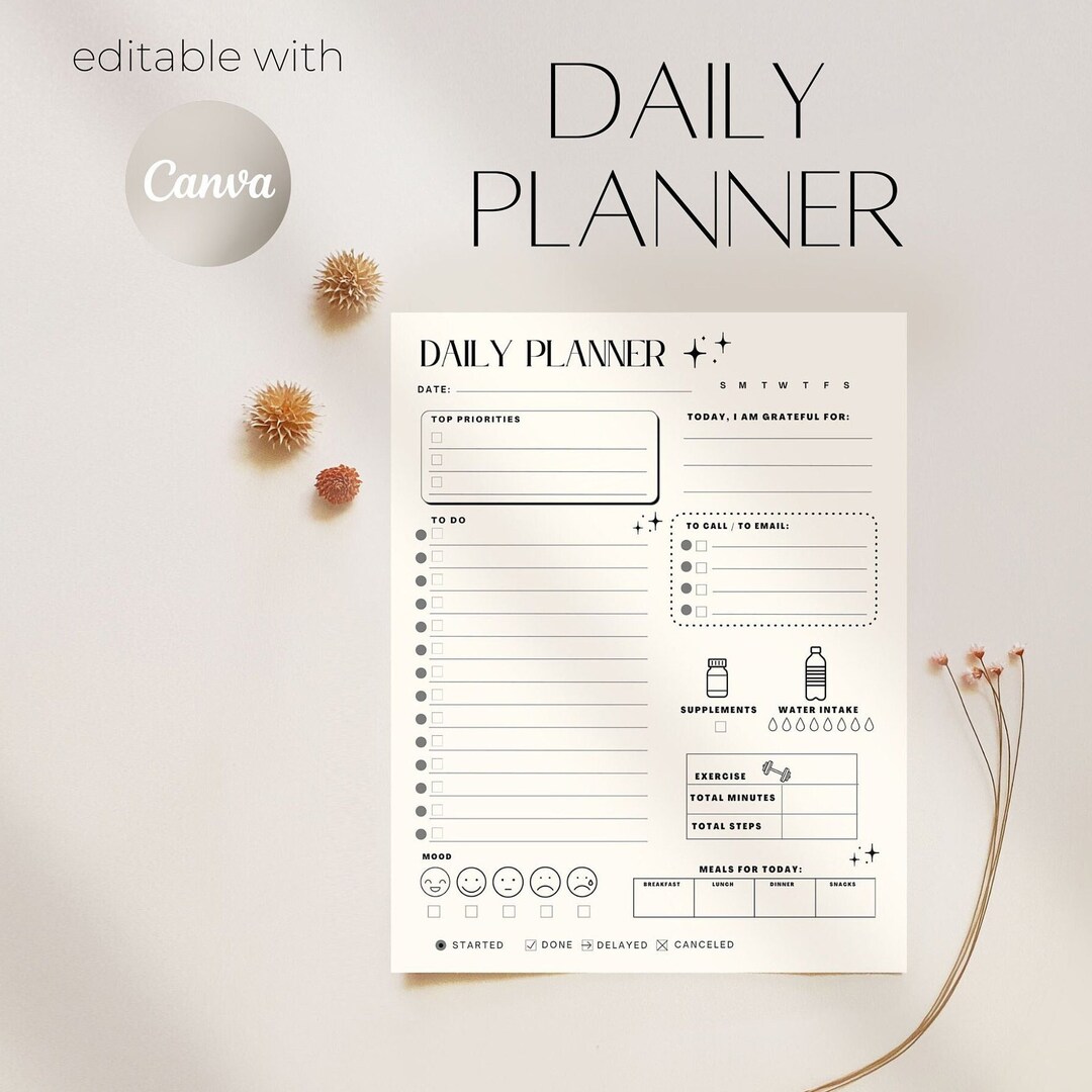 One Page Daily Printable Planner Sheet Printable Daily Retro Aesthetic ...