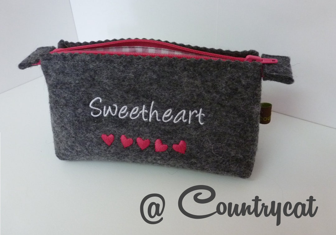 Cosmetic Bag sweetheart Anthracit/pink, Felt, Accessory, Bag, Felt ...