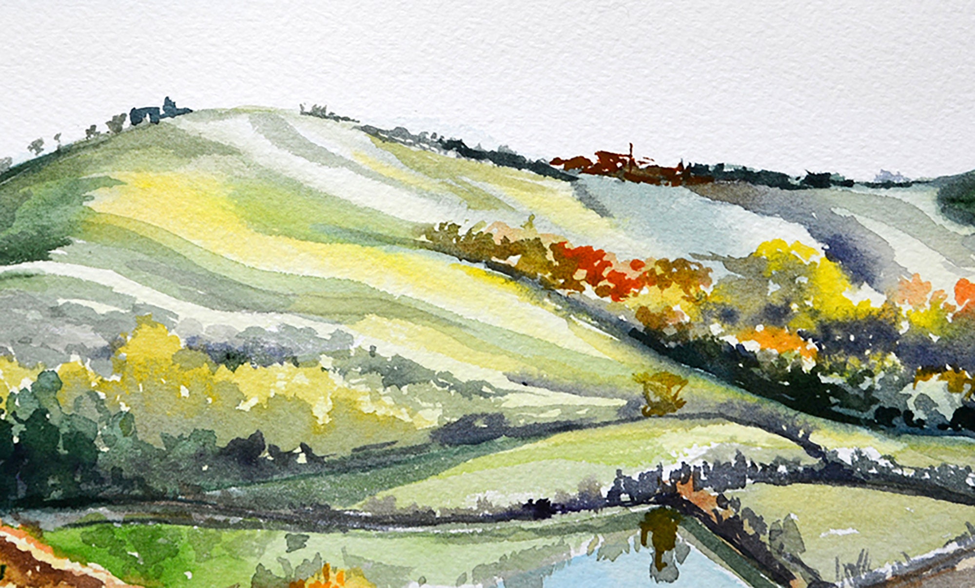 Hills Painting Panorama Landscape Wall Art by 6 X 16 Inches - Etsy UK