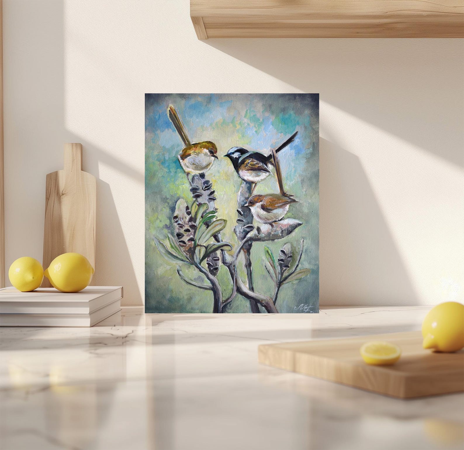 Superb Fairy Wrens Oil Painting, Australian Birds Artwork, Original ...