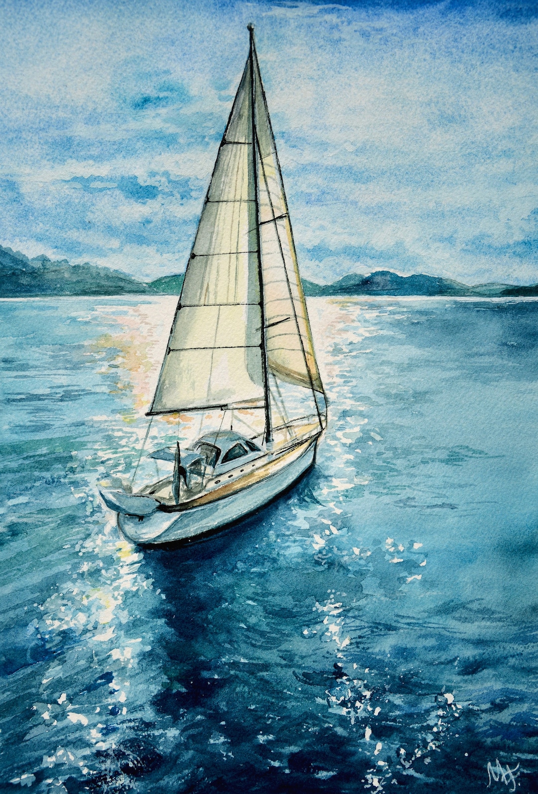 Custom Watercolor Sailboat Painting, Unique Yacht Art and Sailing Gift ...