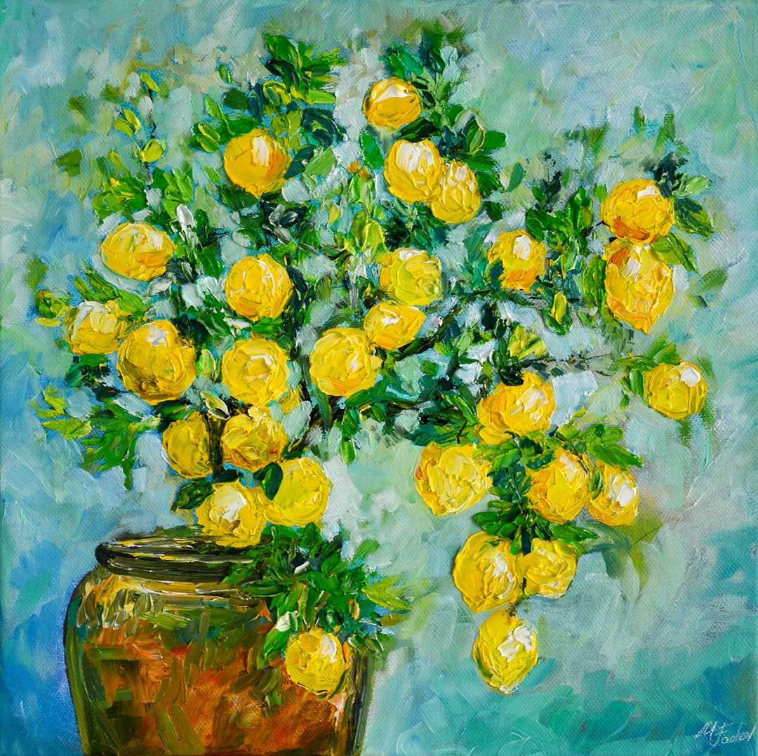 Lemon Tree Painting, Lemons Artwork, Lemons Oil Painting, Impasto Oil ...