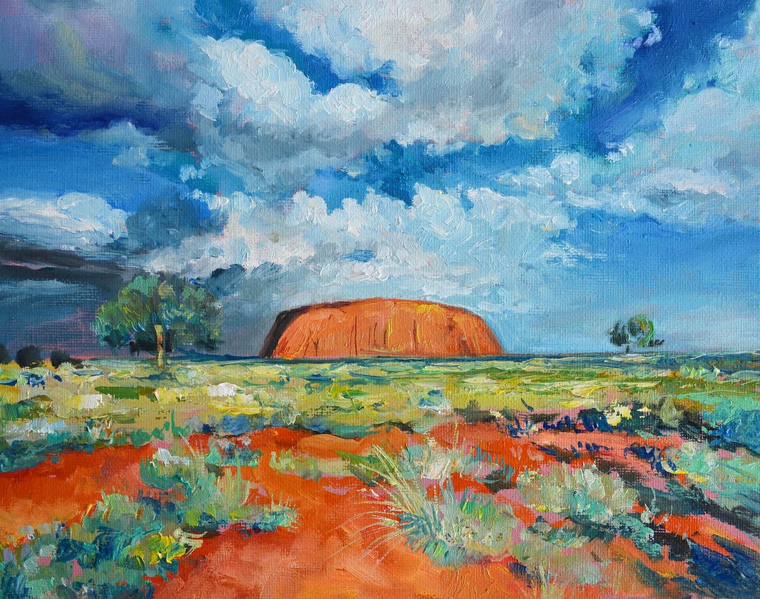 Uluru Original Oil Painting, Ayers Rock Artwork, Australian Outback ...