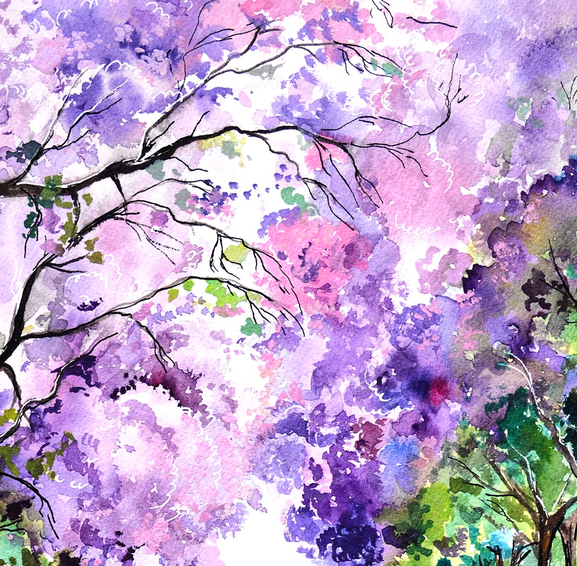 Jacaranda Trees Print From Original Art Watercolour Painting - Etsy ...