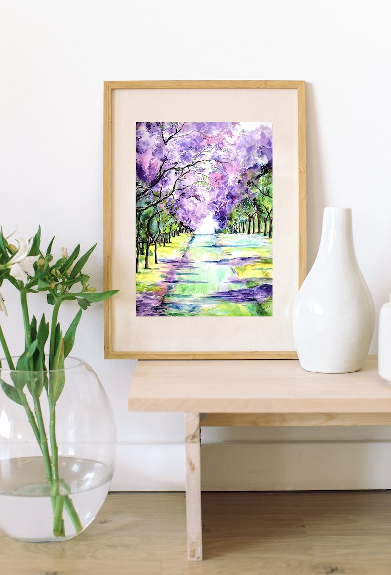 Jacaranda Trees Print From Original Art Watercolour Painting | Etsy ...
