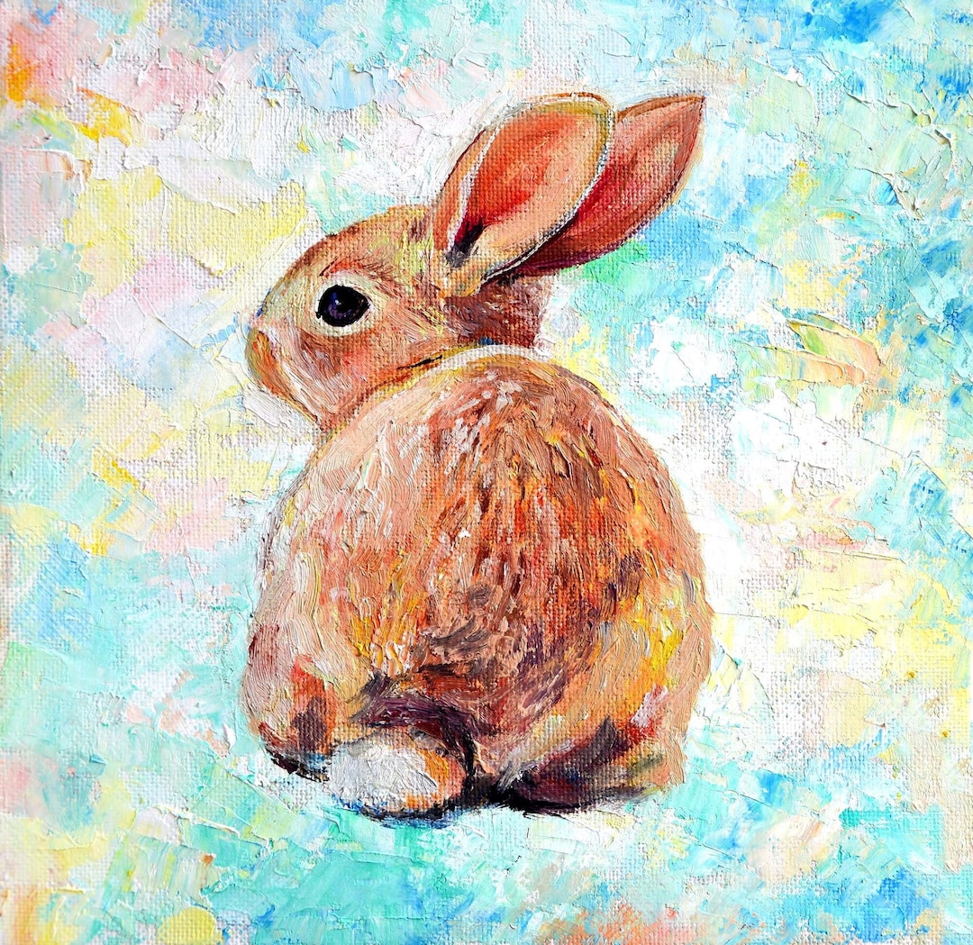 Hare Painting, Original Art, Animals Impasto Artwork, Bunny Wall Art - Etsy