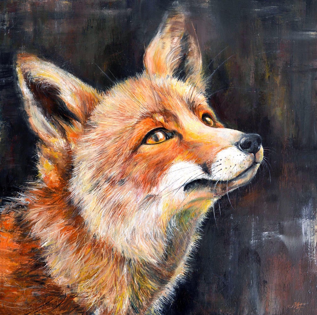 Red Fox Painting, Fox Portrait Painting, Fox Oil Painting, Animals ...