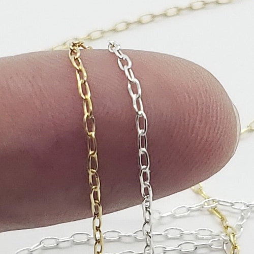 Dainty Flat Cable Chain 1mm X 1.3mm Sterling Silver 14k - Etsy