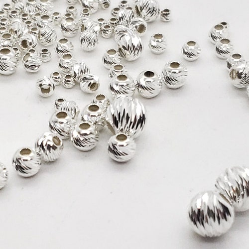 Sterling Silver Multi Diamond Cut Round Beads 3mm 4mm Beads - Etsy