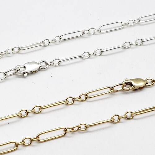 Heavy Long and Short Chain 10mm X 4mm Sterling Silver or 14k - Etsy