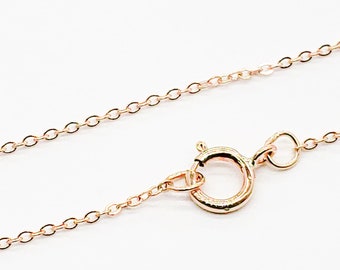 14K Rose Gold Filled Flat Cable Chain Necklace W/ Spring Clasp, Rose ...