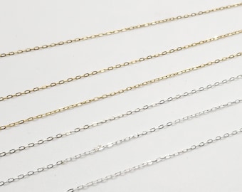 Dainty Flat Cable Chain 1mm X 1.3mm Sterling Silver 14k | Etsy