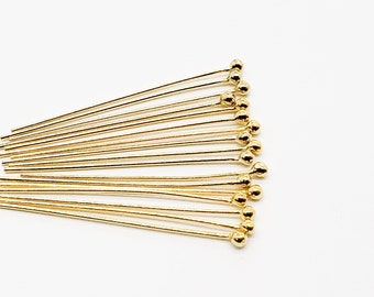 14K Yellow Gold Filled Ball Headpin 22 Gauge 0.63mm Wire Length 1/1.5/2 ...