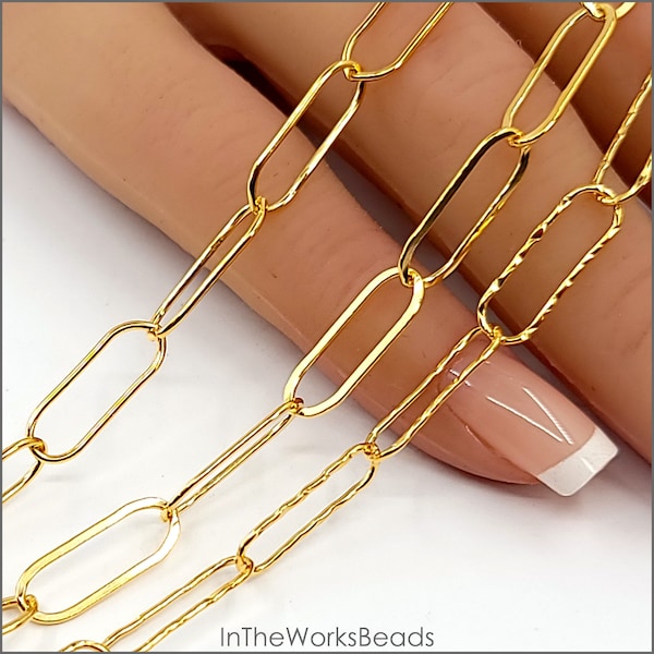 Textured Paper Clip Gold Chain - Etsy