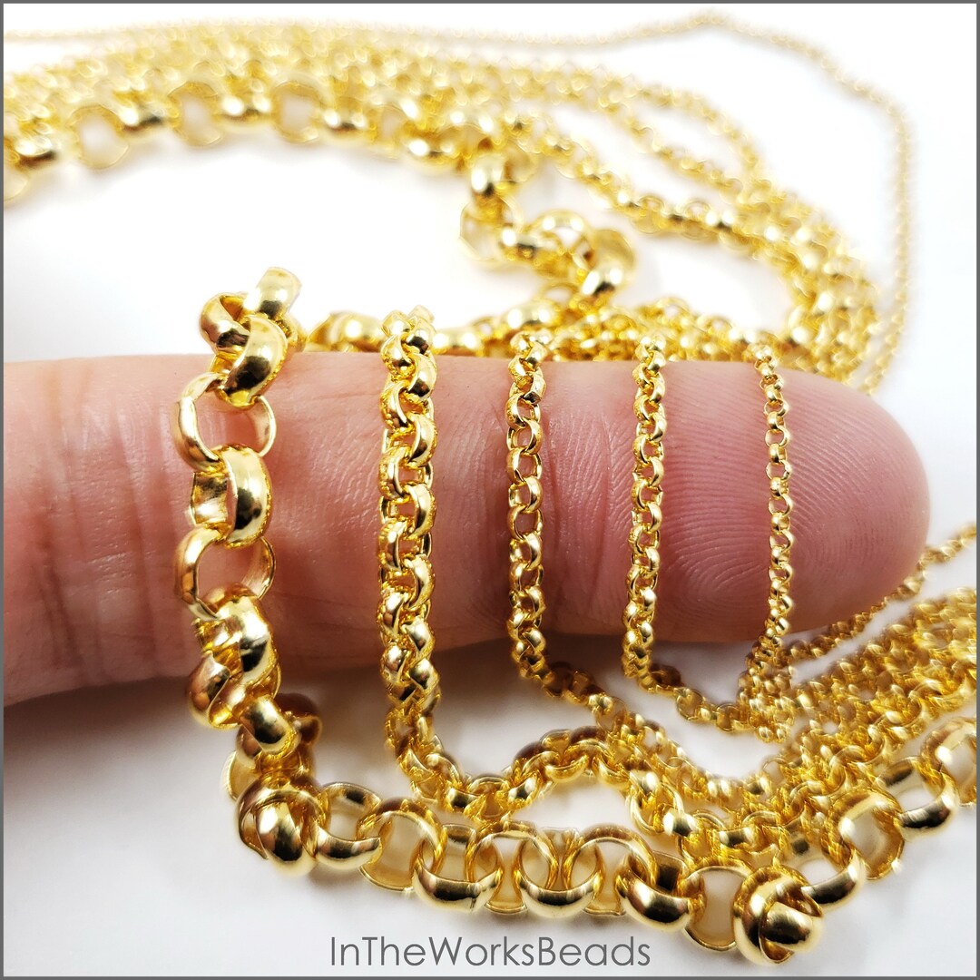 14k Gold Filled Rolo Chain, Foot Price, Mini, Small, Medium, USA, Bulk ...