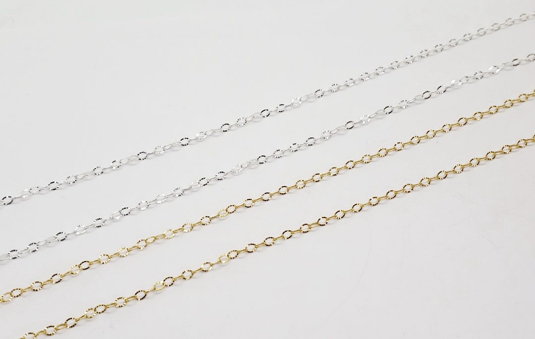 Diamond Cut Sparkle Chain 3mm X 4mm Sterling Silver 14k - Etsy