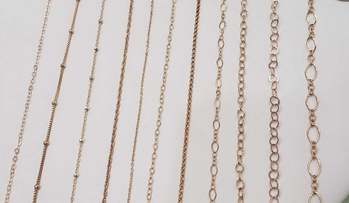 14k Rose Gold Filled Chain, Pick Your Style, Pick Your Length, Made in ...
