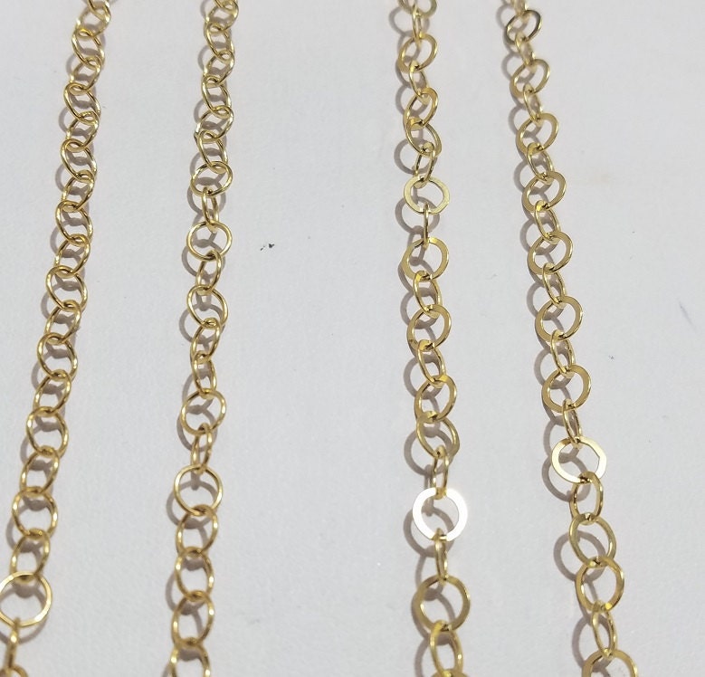 14k Gold Filled Round Cable Chain 5mm Round or Flat Made in - Etsy