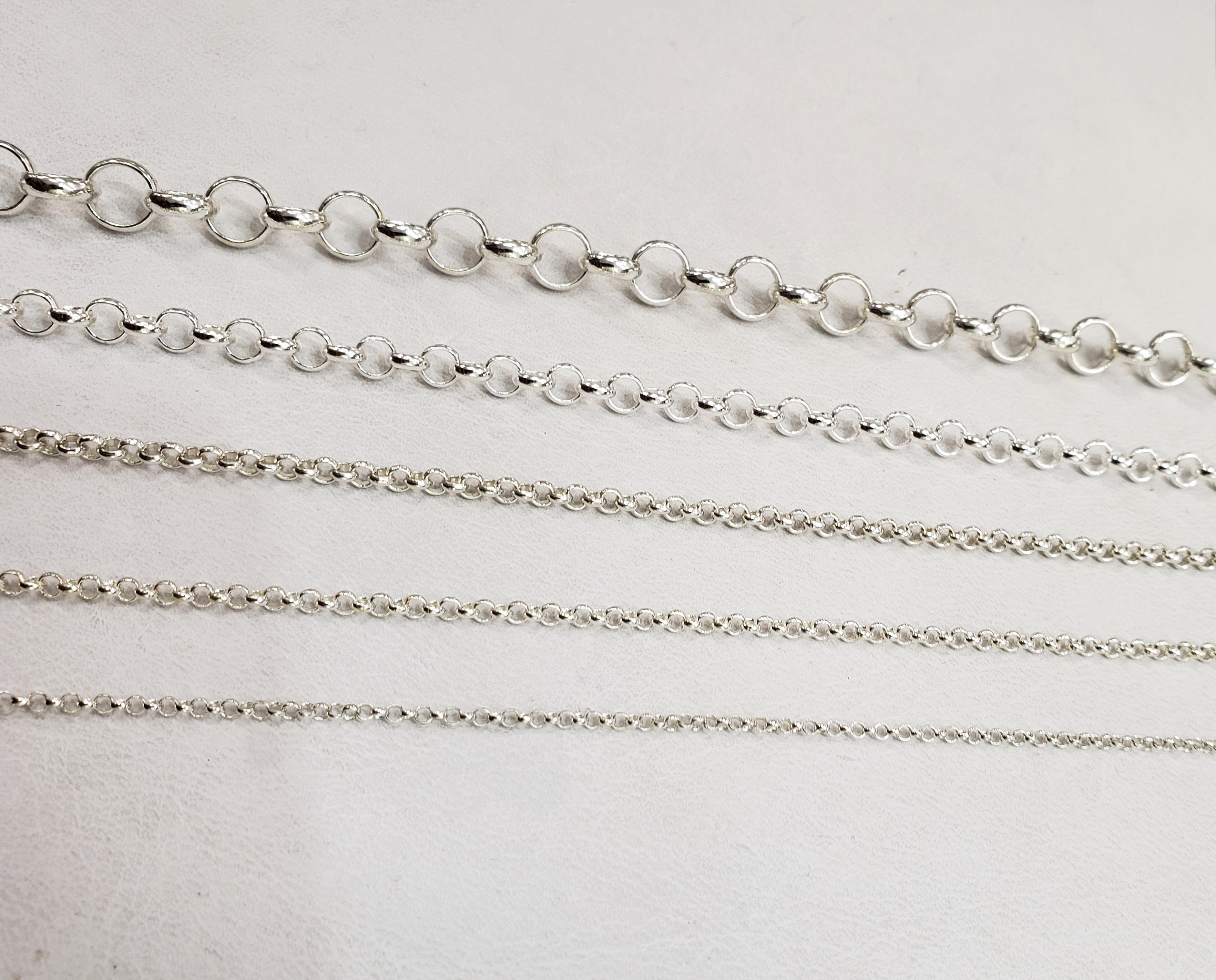 Sterling Silver Rolo Chain 5 Sizes 1.4mm to 6mm Foot Price | Etsy