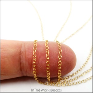 14k Gold Filled Cable Chain, 1.3mm, Made in the USA, Flat or Round Wire ...
