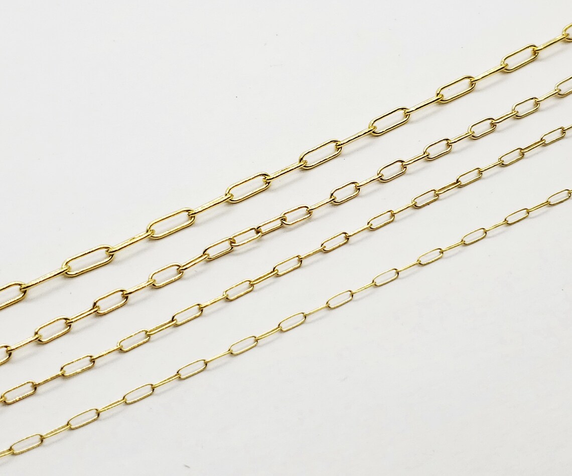 14k Gold Filled Paper Clip Chain Elongated Rectangle Oval - Etsy