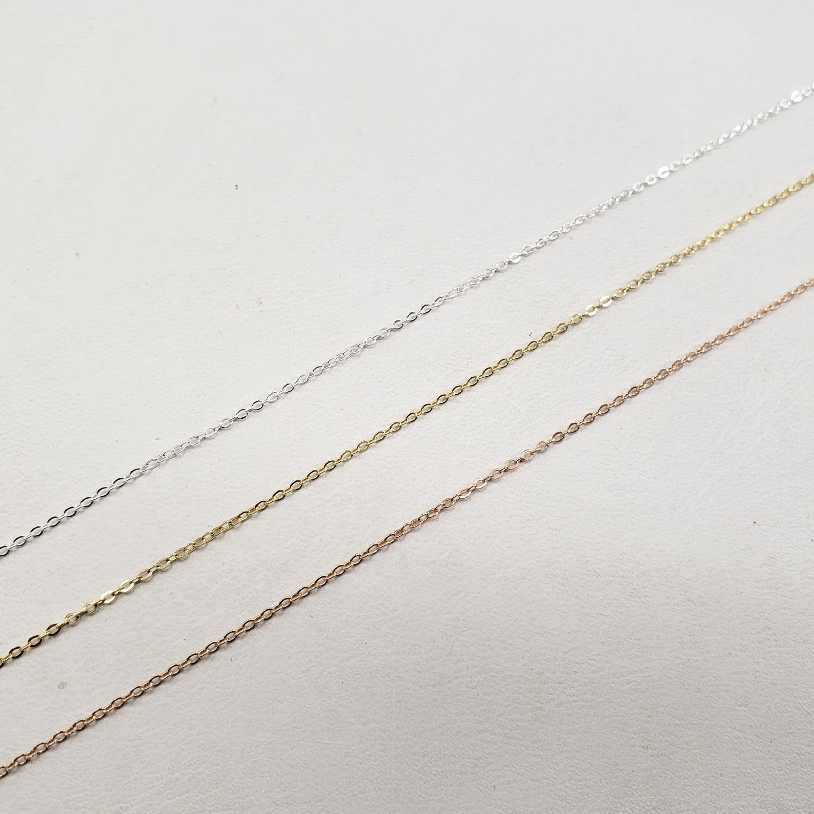 Dainty Flat Cable Chain 1mm X 1.3mm Sterling Silver 14k - Etsy