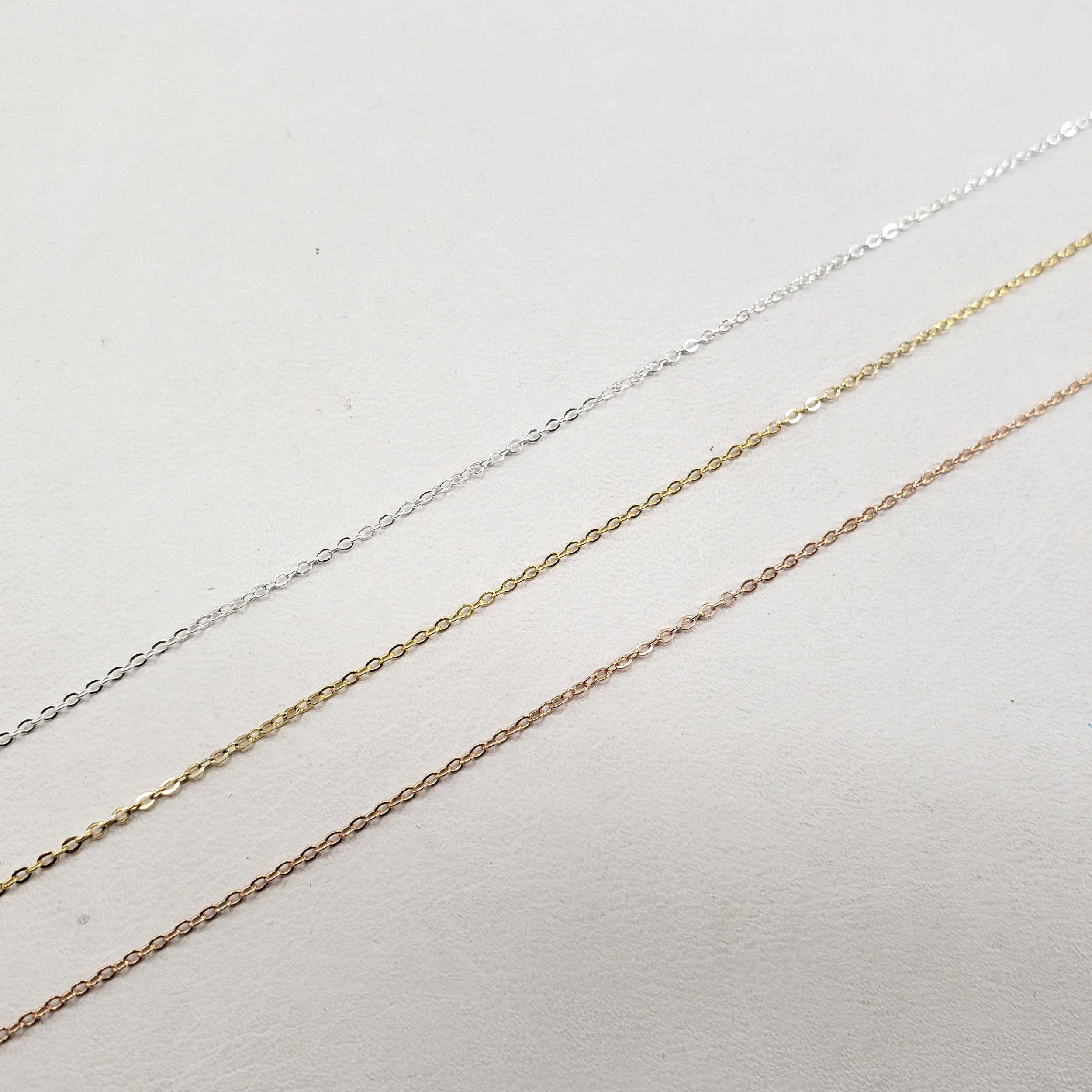 Dainty Flat Cable Chain 1mm X 1.3mm Sterling Silver 14k | Etsy