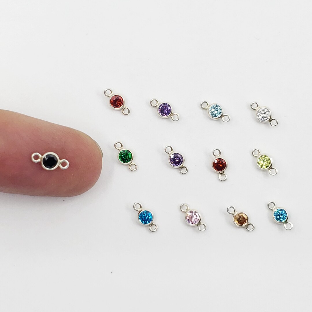 Sterling Silver Birthstone Connectors 3mm | 2 Pieces | 13 Birthstone ...