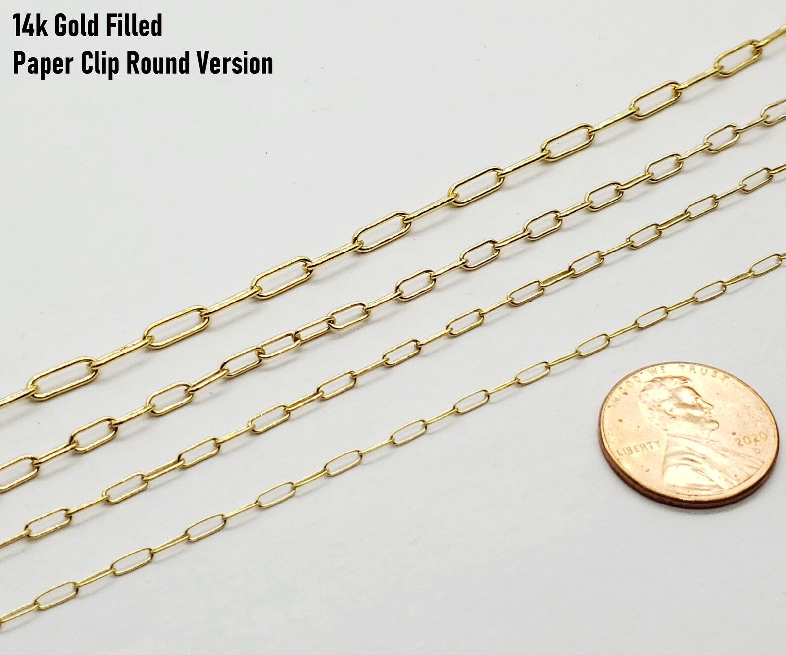 14k Gold Filled Paper Clip Chain Elongated Rectangle Oval - Etsy