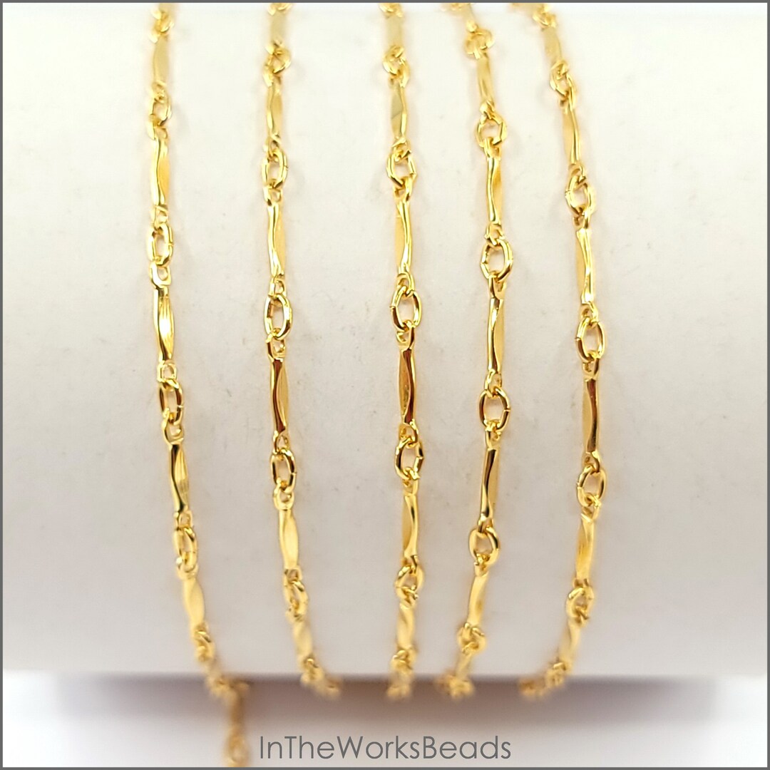 14k Gold Filled Dapped Bar Chain, 0.9mm X 8.2mm, Made in the USA, by ...