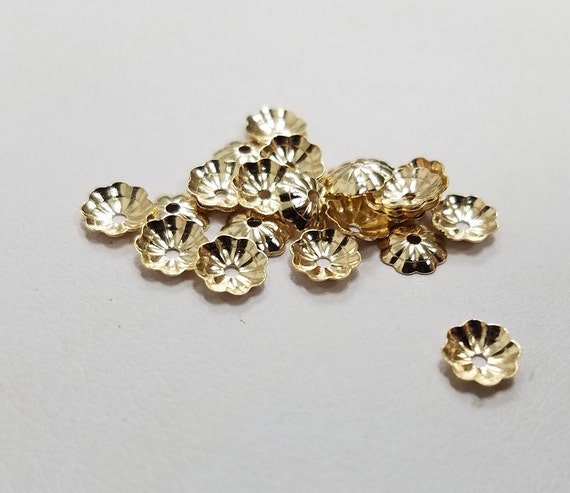Gold Filled 14K Flower Bead Cap 20 Pieces 5mm Made in USA | Etsy