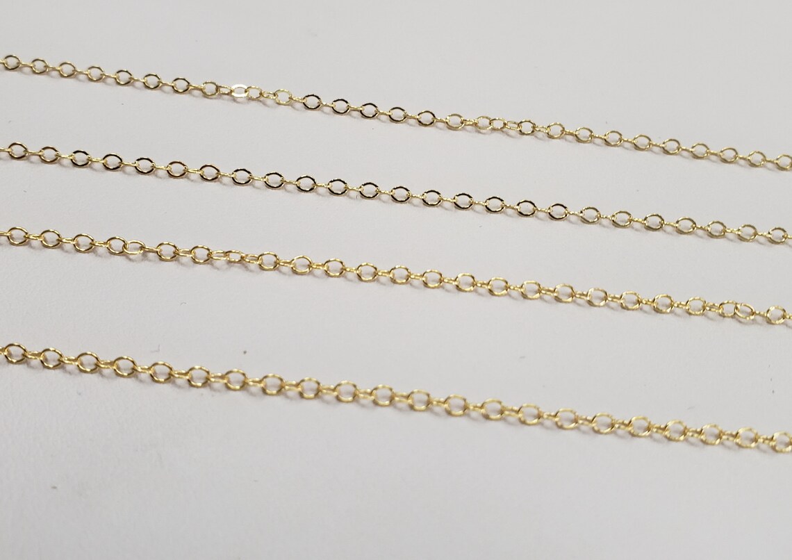 14k Gold Filled Cable Chain 1.3mm Made in the USA Flat or - Etsy