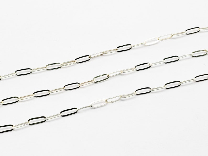 Sterling Silver Paper Clip Chain Elongated Rectangle Oval - Etsy