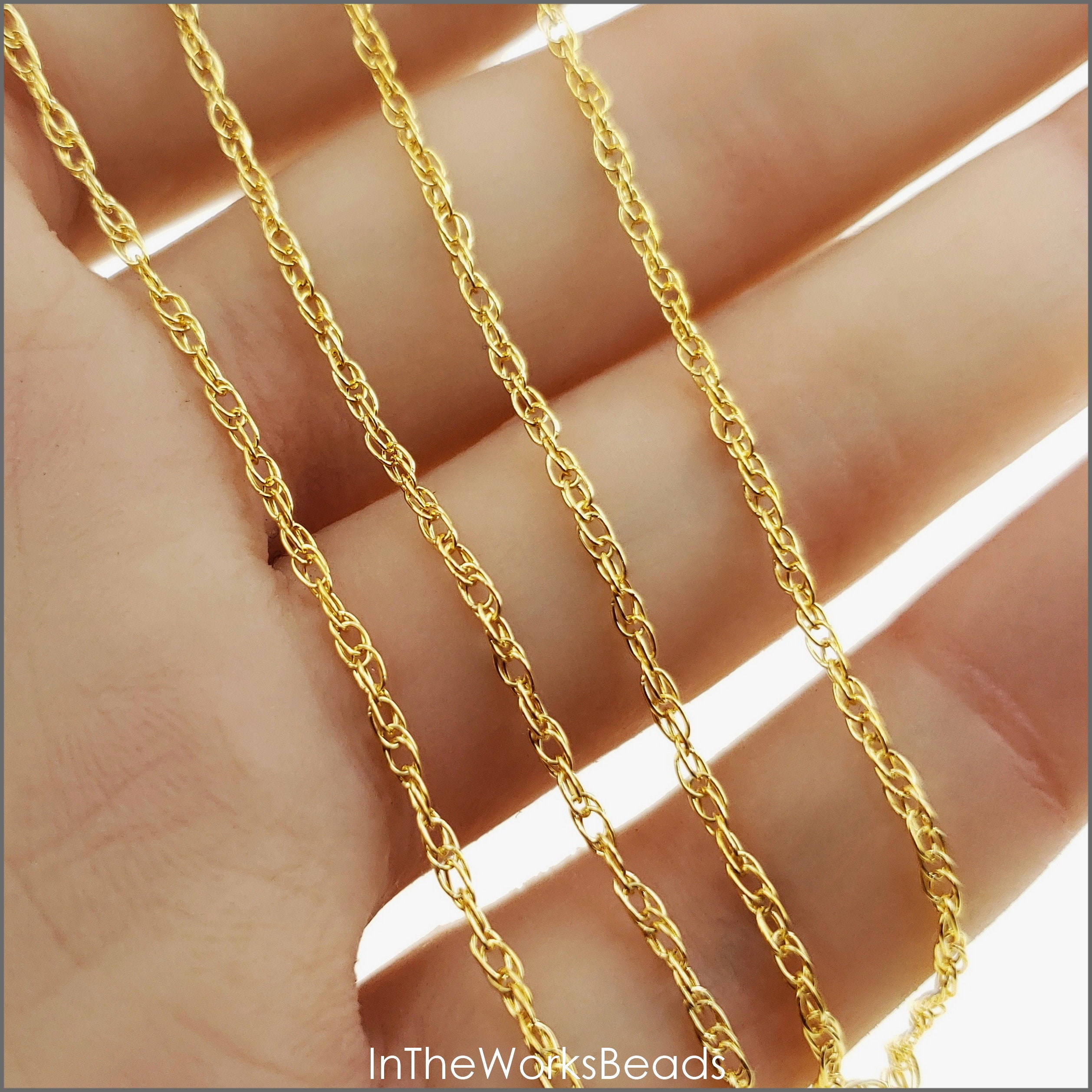 1.4mm Rope Chain by the Foot, Sterling Silver, 14k Gold Filled, Rose ...