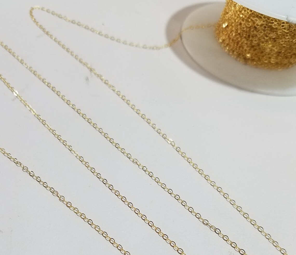 14k Gold Filled Cable Chain 1.3mm Made in the USA Flat or - Etsy
