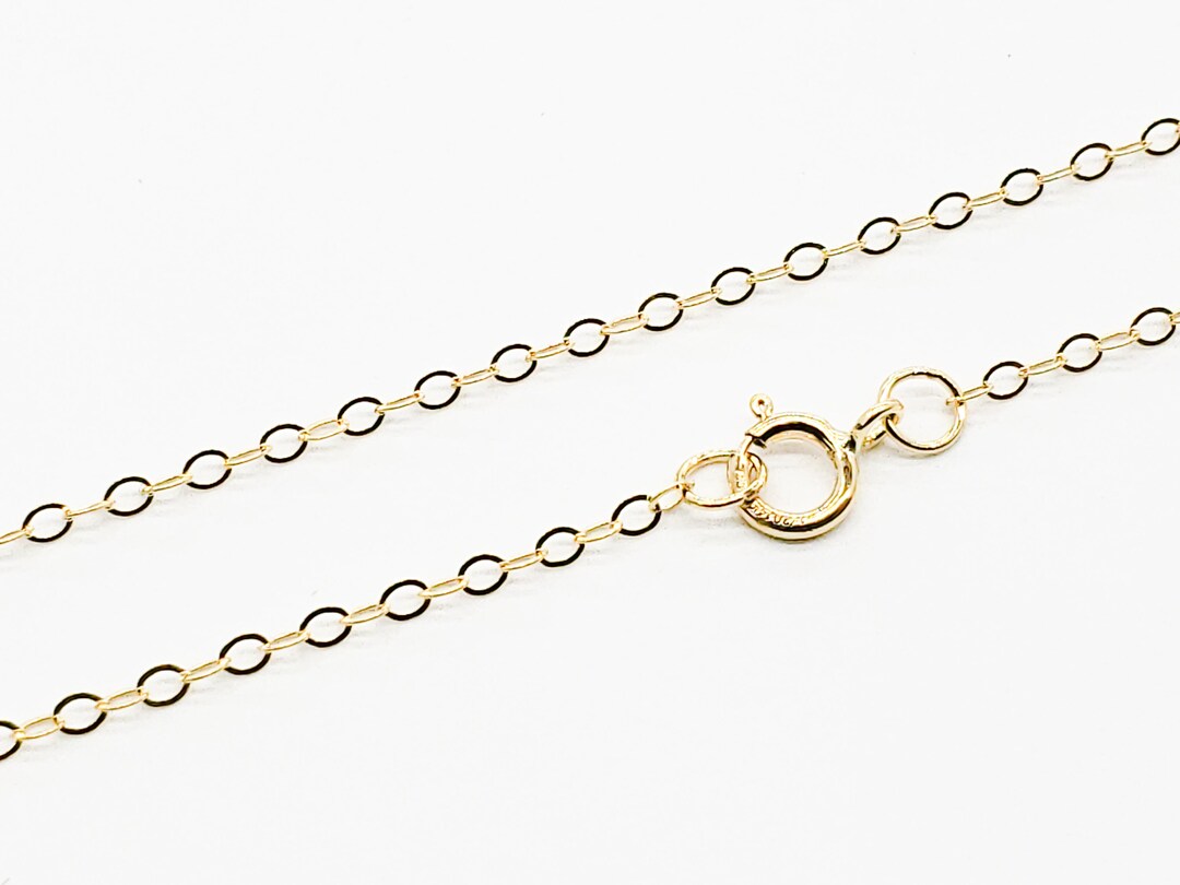14k Gold Filled Flat Cable Finished Chain, Necklace, 1.5mm Flat Cable ...