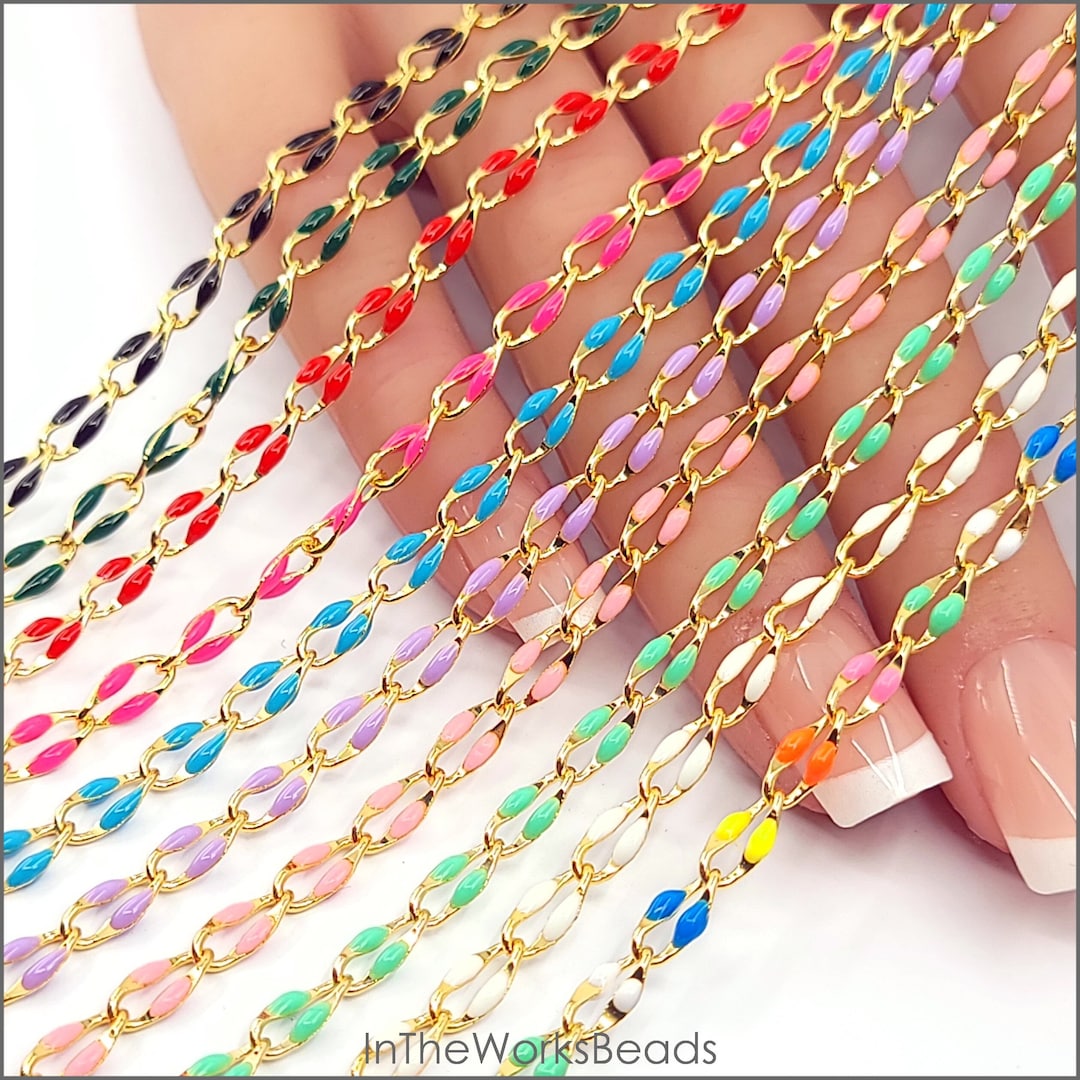 Gold Plated Enamel Chain, 11 Colors to Choose From, by the Foot or Yard ...