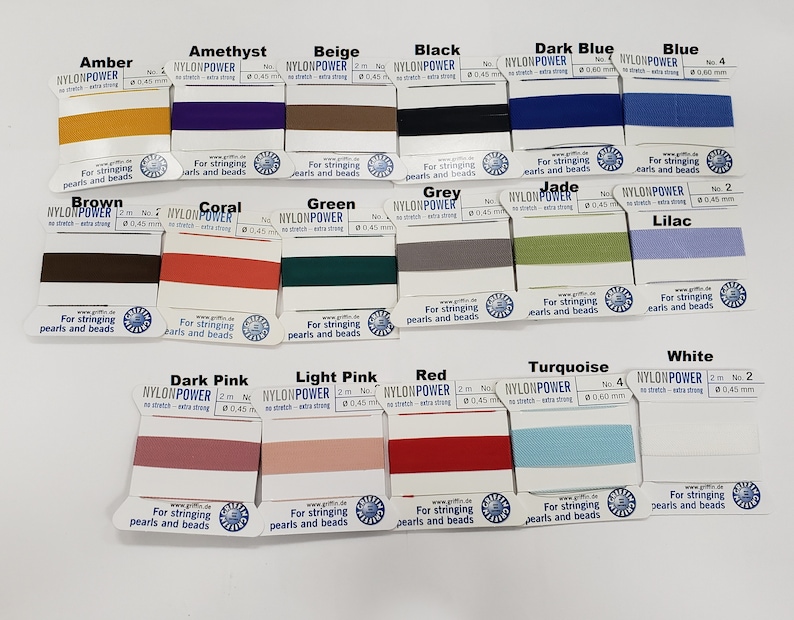 Griffin Nylon Bead Cord, No. 2, 0.45mm, Made in Germany, Bulk Savings ...