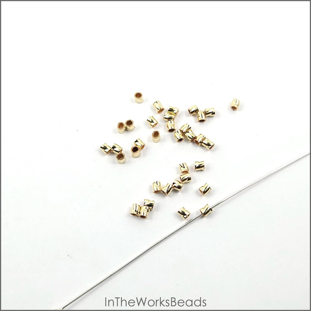 14k Gold Filled Twist Crimp Beads 2mm X 2mm | 30 Pieces | Bulk Savings ...