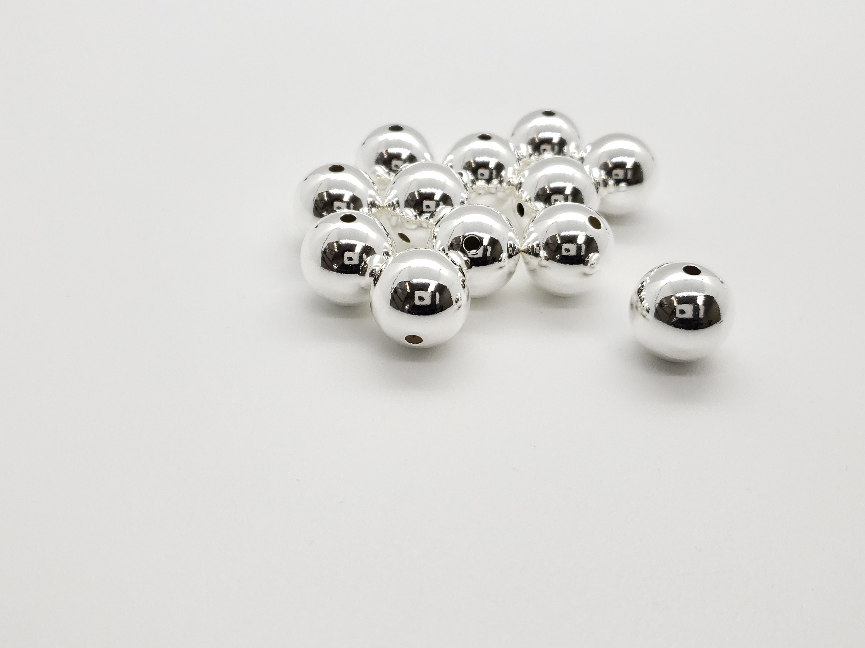 Sterling Silver Large Round Beads 10mm 12mm 14mm 16mm Bulk | Etsy