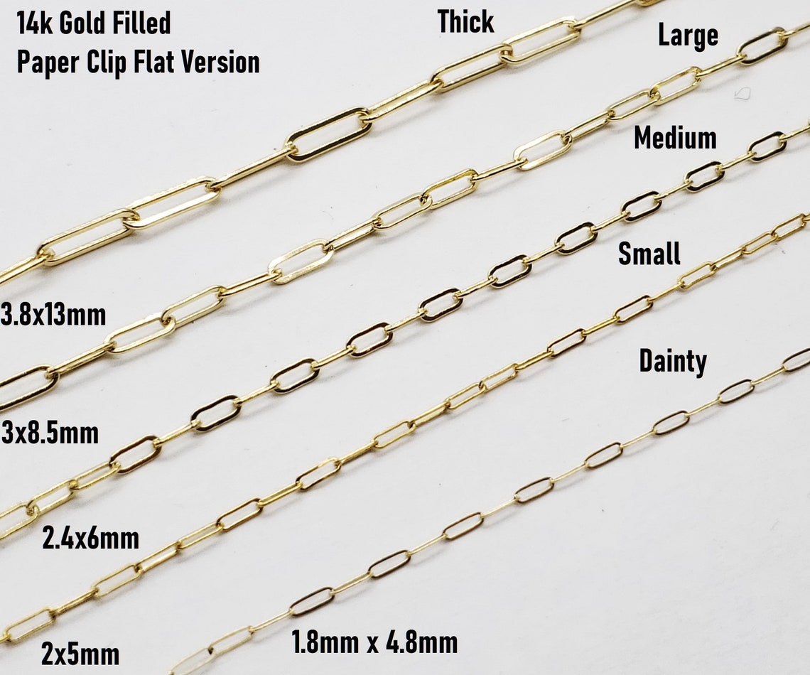14k Gold Filled Paper Clip Chain Elongated Rectangle Oval - Etsy